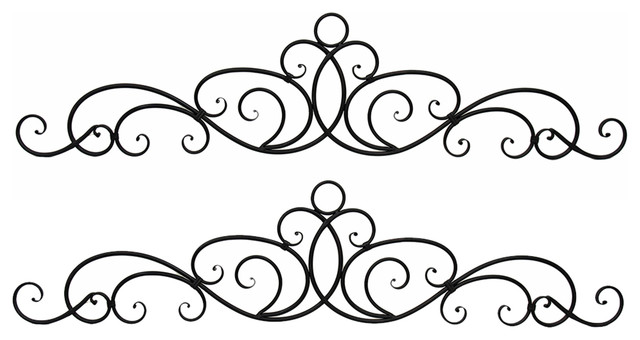 Antique Bronze Metal Elegant Scrolls Wall Pediment Set of 2 ...
