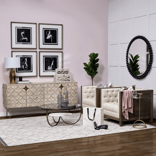 Set of Two Off White Mirrored Wooden Boxes - Farmhouse - Decorative ...