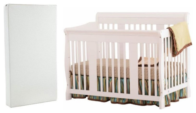 Home Square 2-Piece Set with 6" Crib Mattress and Tuscany Baby Crib in ...