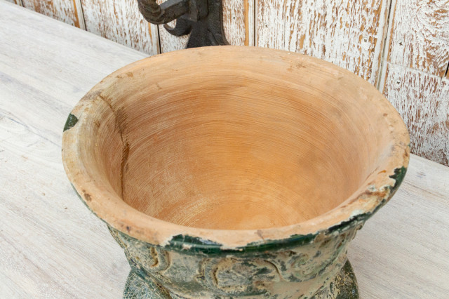 Antique Glazed Asian Floral Ceramic Pot - Asian - Indoor Pots And ...