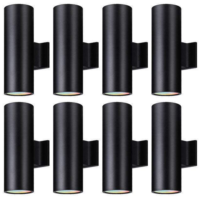 8 Pack 14" 5CCT LED Up Down Wall Lamp, Modern Dimmable Cylinder Porch ...