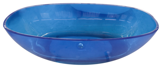 64'' x 29.6'' Freestanding Solid Surface Soaking Bathtub in Translucent ...