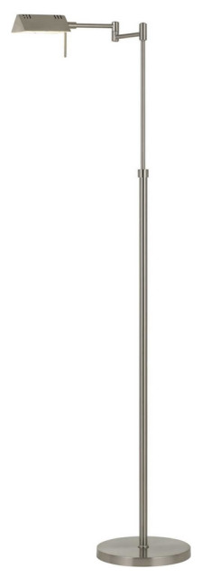 61" Nickel Adjustable Swing Arm Floor Lamp - Transitional - Floor Lamps ...