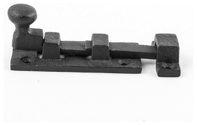 Black Wrought Iron Slide Bolt 3.5" Wide Rustproof Finish Door Bolt ...