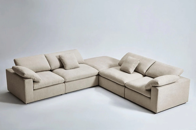 Jeri Modern Modular Cream Fabric Sectional Sofa - Transitional ...