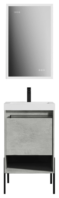 Freestanding Bathroom Vanity Set, Open Shelf, 20'' With Acrylic Sink ...
