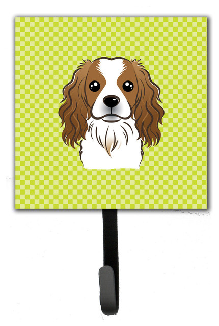 Checkerboard Lime Green Cavalier Spaniel Leash/Key Holder BB1286SH4 ...