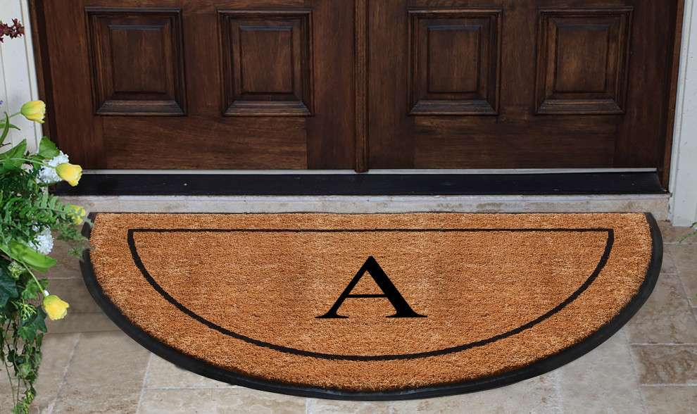 Natural Coir & Rubber Hand Flocked Large Monogrammed Door Mat 36x72 ...