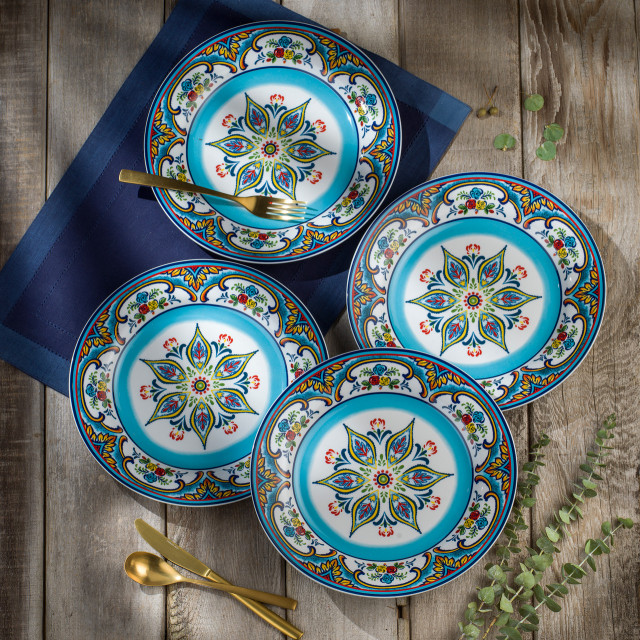 Zanzibar Stoneware Dinner Plates, Set of 4 - Traditional - Dinner ...