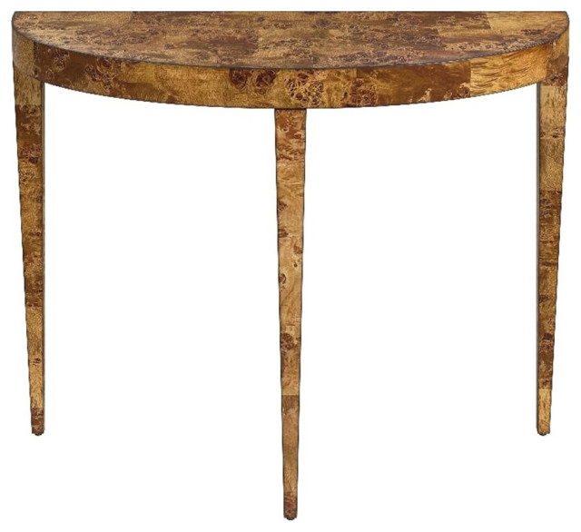 Bowery Hill Mid-Century Wooden Traditional Burl Console Table - Brown ...