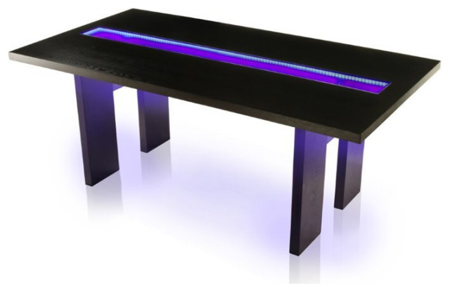 Furniture of America Jalen Contemporary Wood LED Dining Table in Black ...