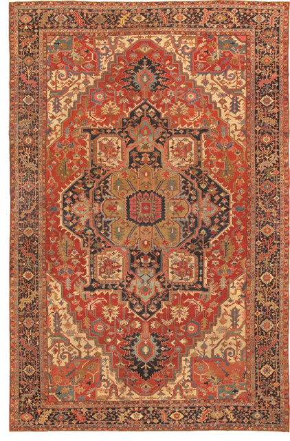 Pasargad Home Antique Serapi Rust Lamb's Wool Area Rug, 12'7"x19'7 ...