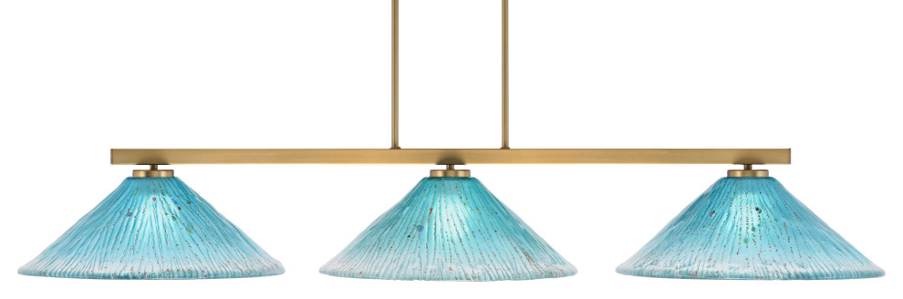 Atlas 3 Light Bar In New Age Brass Finish With 16" Teal Crystal Glass ...