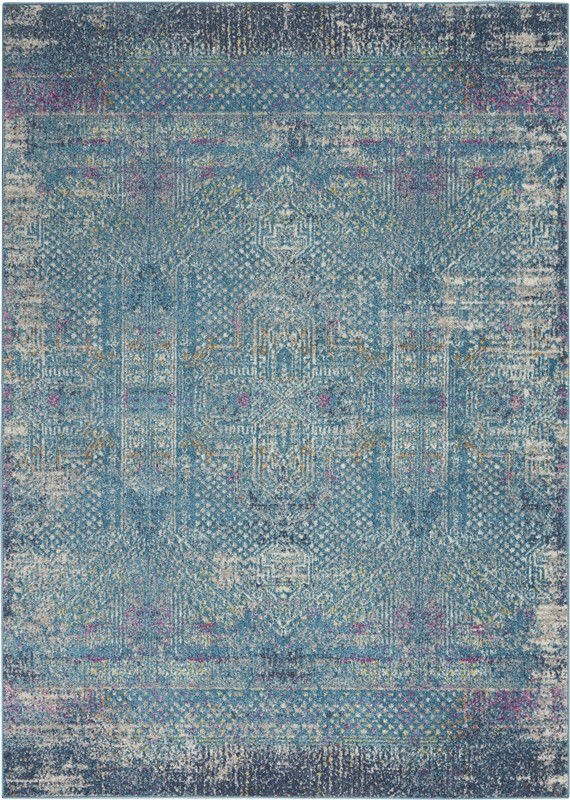 Nourison Passion Transitional Blue Rug PSN38, 3'9"x5'9" - Contemporary ...