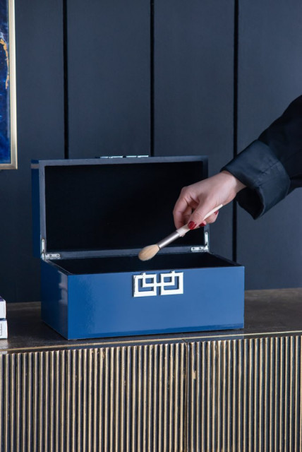 A&B Home Modern Blue Decorative Boxes With Silver Accent Set Of 2 ...