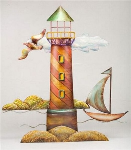 Metal Lighthouse Sculpture - Beach Style - Metal Wall Art - by Brass ...