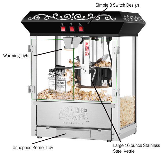 Perfect Popper Popcorn Machine 10oz Stainless-Steel Kettle, Warming ...