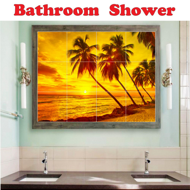 Beach Ceramic Tile Wall Mural HZ500057, 30" Wide x 30" High - Beach ...