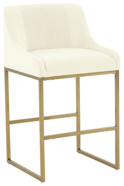 Lisa Pleated Velvet Counter Stool - Contemporary - Bar Stools And ...
