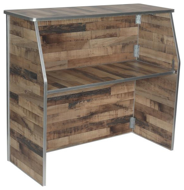 Flash Furniture 4' Laminate Foldable Bar In Black - Rustic - Indoor Pub ...