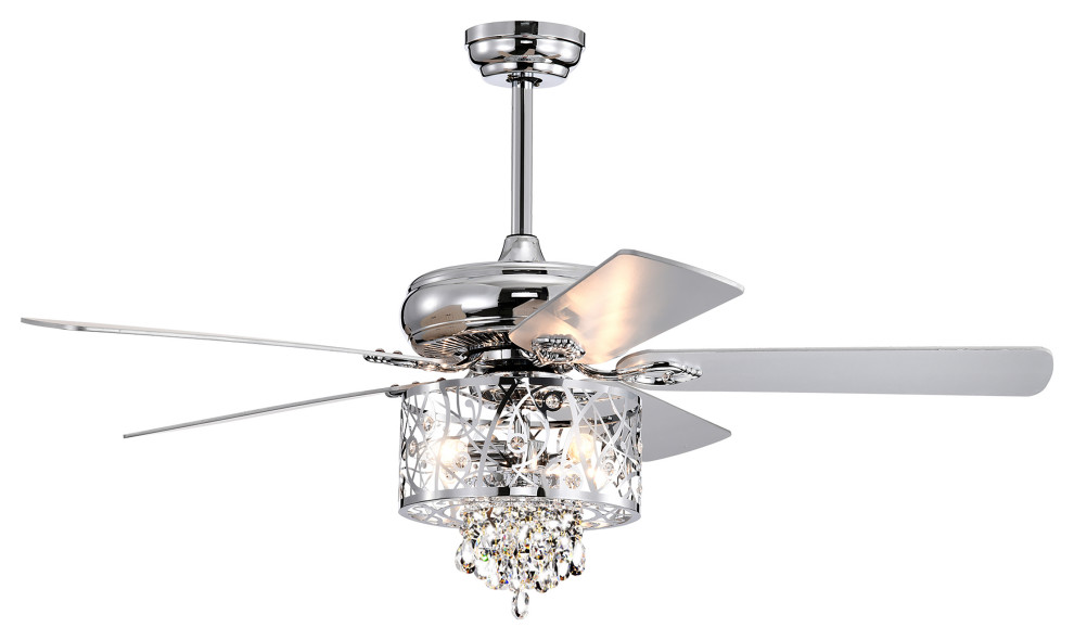 52" Crystal Chandelier Ceiling Fan Fandelier With Light and Remote ...