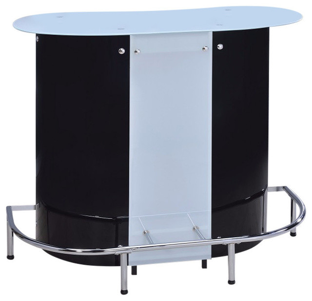 Benzara BM68975 Contemporary Bar Unit With Frosted Glass Top, White ...