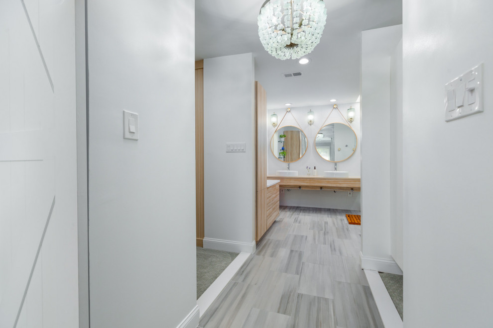 Organic Elegance: Rift Cut Oak Floating Vanity Bathroom Renovation ...