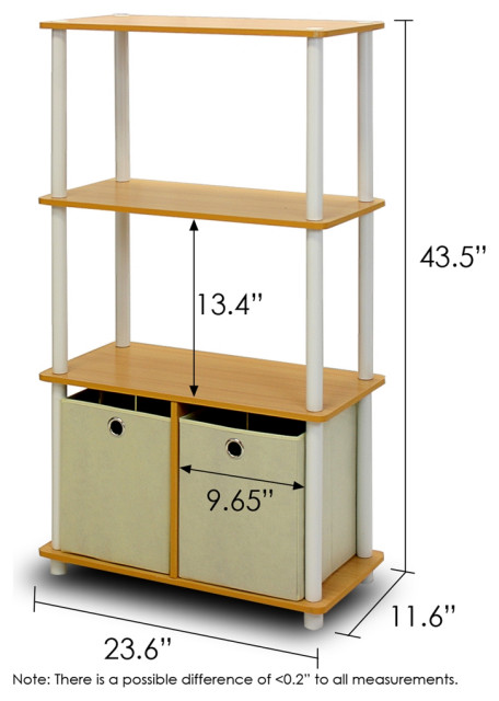 Go Green 4-Tier Multipurpose Storage Rack Shelving Unit w/Bins, Beech ...