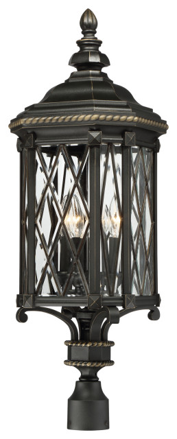 Minka Lavery Bexley Manor 4 Light Outdoor Post Mount, Coal / Gold ...