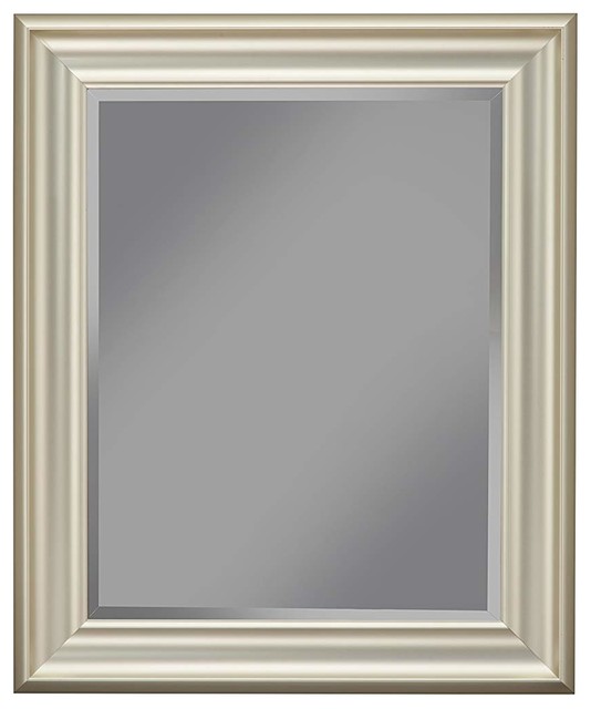 Polystyrene Framed Wall Mirror With Beveled Glass, Silver ...