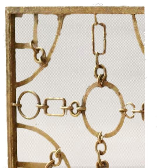 Equestrian Lodge Firescreen Single Panel Flat Fireplace Screen Chain ...