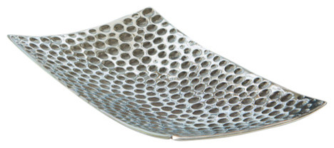 Nickel Rectangular Dimple Tray - Contemporary - Vases - by DESSAU HOME ...