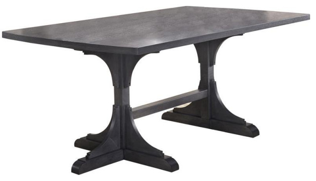 Dark Gray Wood Dining Table 71" x 40" in Standard Height - Transitional ...