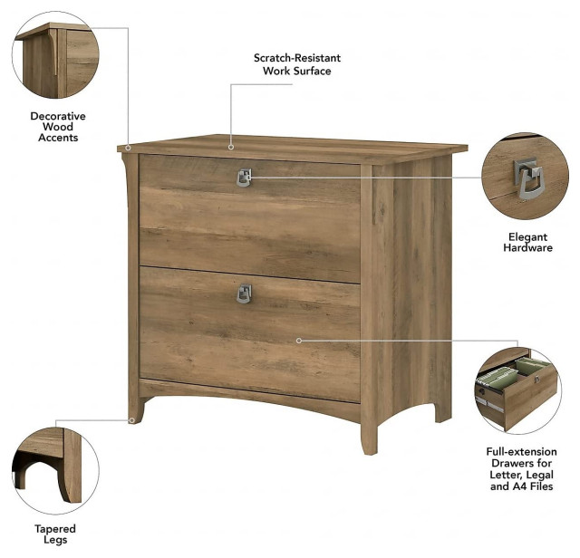 Reclaimed Pine 2-Drawer Lateral File Cabinet with Tapered Legs and ...