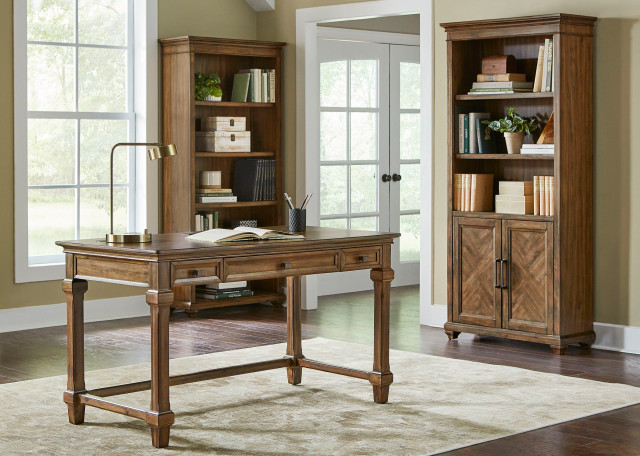 Traditional Wood Writing Desk Office Desk Storage Table Brown ...