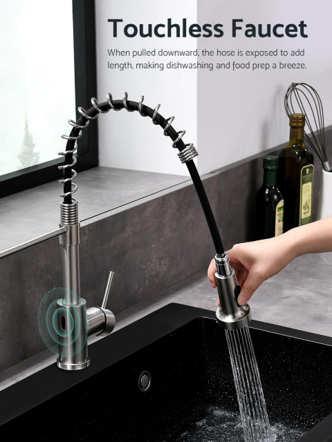 Modern Kitchen Faucet, Touchless Design With Dual Mode Sprayer ...