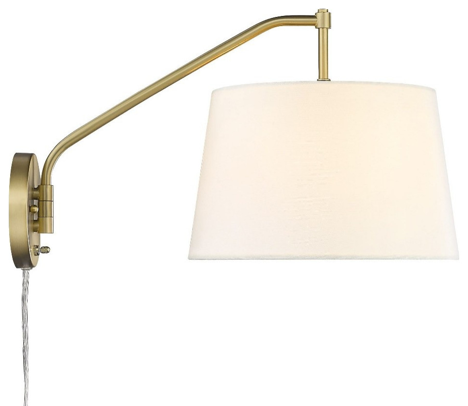 1 Light Wall Sconce-Brushed Champagne Bronze Finish-Modern White Shade ...