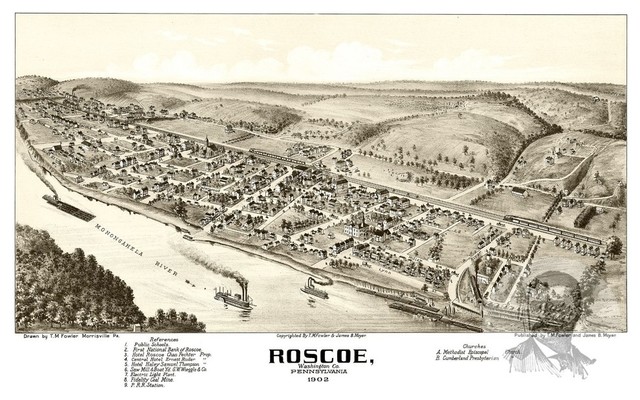 Old Map of Roscoe Pennsylvania 1902, Vintage Map Art Print, 12"x18 ...