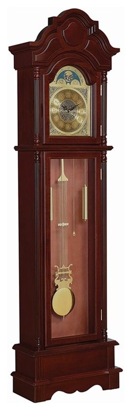 Coaster Traditional Wood Grandfather Clock with Chime in Brown ...