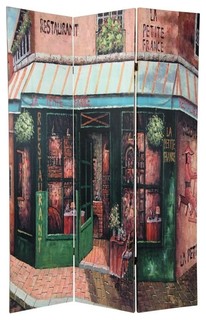 6' Tall Double Sided Parisian Street Room Divider - Contemporary ...