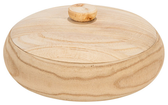Decorative Natural Paulownia Wood Container With Lid - Rustic ...
