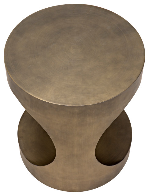 Eclipse Round Side Table, Metal With Aged Brass Finish - Contemporary ...