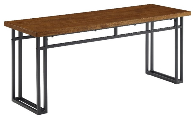 Pemberly Row 44" Modern Wood Veneer Dining Bench in Walnut Finish ...