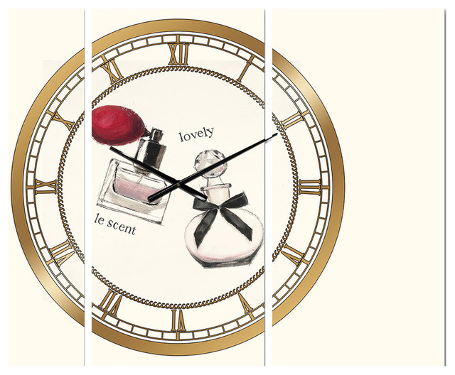 Lovely Glamorous Parfum Glam Multipanel Metal Clock - Contemporary ...