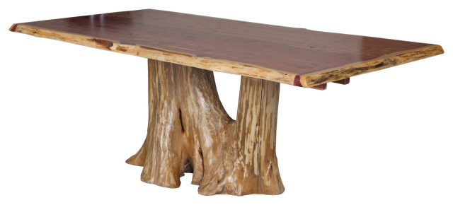 Red Cedar Log Tree Stump Dining Table, 42" X 72" - Rustic - Dining Tables - by Furniture Barn ...