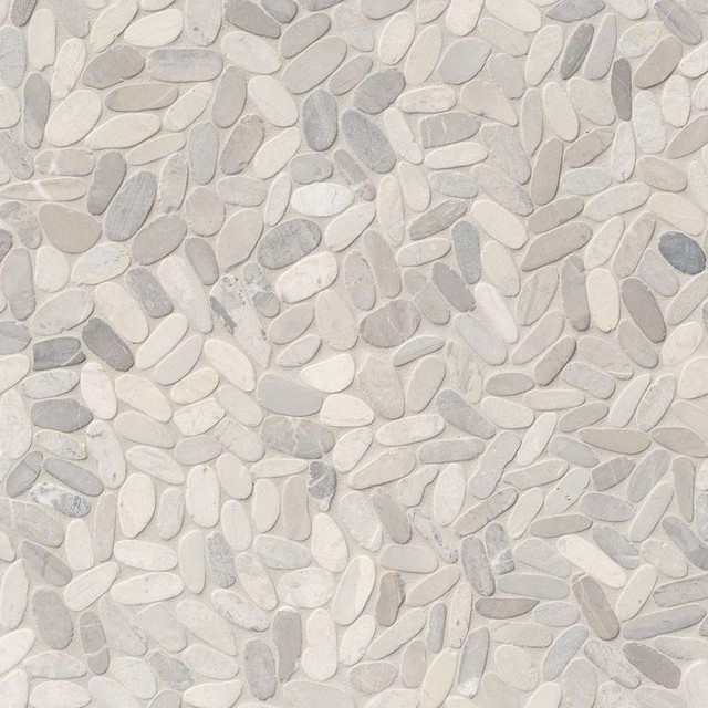 Rio Lago Sliced Truffle Tumbled Marble Pebble - Contemporary - Mosaic ...