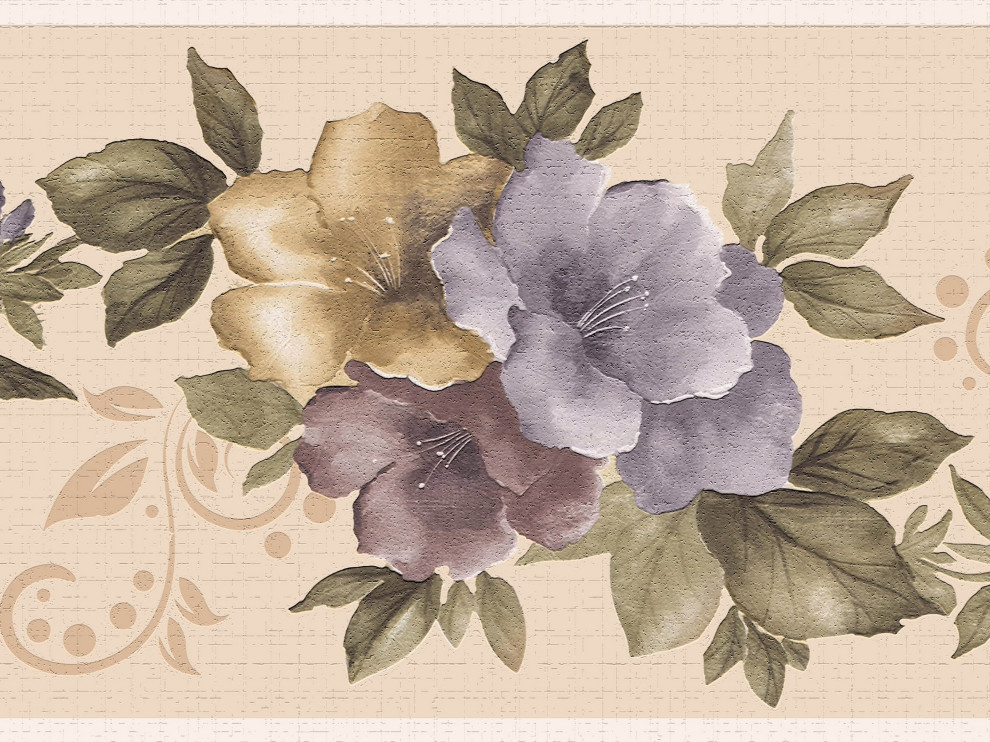Flowers Blooming Peel and Stick Wallpaper Border 15'x7", Roll 15 ft. x ...