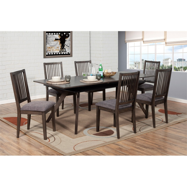 Alpine Furniture Lennox Rectangular Wood Dining Table in Dark Tobacco (Brown) - Midcentury ...