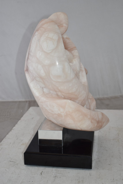 Mother and Child Marble Sculpture mounted on carousel base 12" x 11" x ...