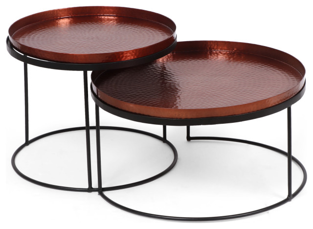 Millard Modern Handcrafted Hammered Aluminum Nesting Accent Tables, Set ...